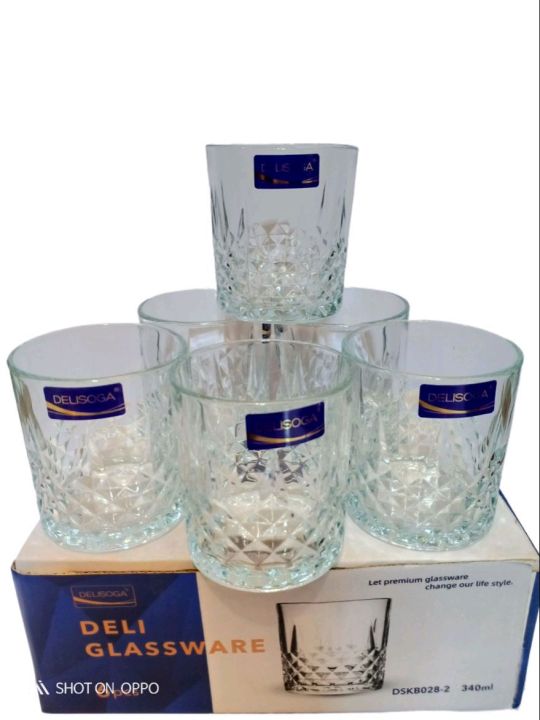 DELISOGA Deli Glassware Pack Of 6 Pieces Glass Premium Quality 340ml ...