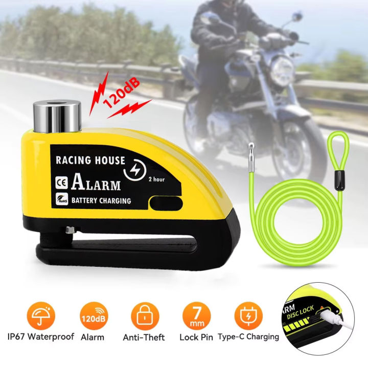 New Motorcycle Alarm Disc Brake Lock Security Moto Wheel Disk Padlock ...