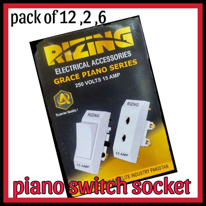 Piano switch socket backolight plastic copper point pack of 12,2,6,1 ...