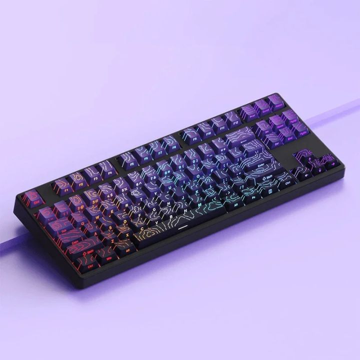 New Purple Topographic 4.0 PBT Double Shot Keycaps Side Print RGB ...