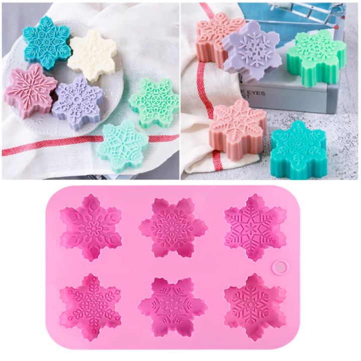 3D Christmas Snowflake Silicone Candle Molds DIY Handmade Soap ...