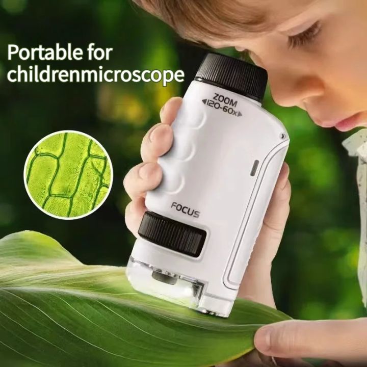 Pocket Microscope Kids Science Toy Kit 60-120x Educational Mini ...