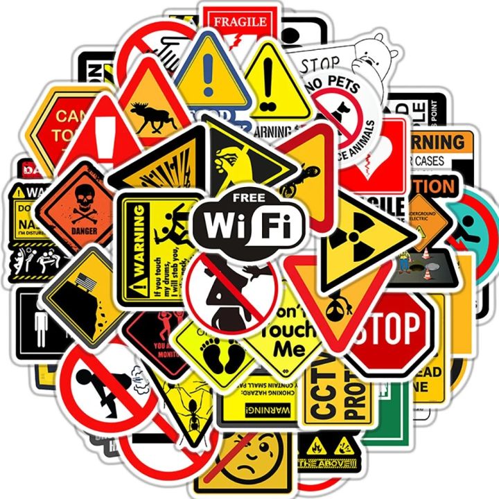 10/30/50PCS Warning Stickers Danger Banning Skateboard Fridge Guitar ...