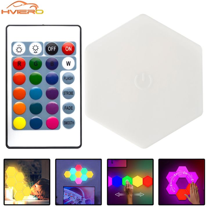 Hexagon Wall Sensing Lamp LED RGB Touch Sensor Honeycomb Light DC 5V ...