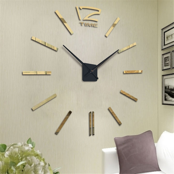 Wall Sticker Clock 3D Wall Clock Decor Acrylic Mirror Frameless Mini ...