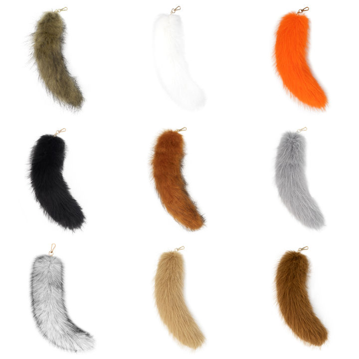 Faux Fur Keychain Animal Tail Furry Cat Fox Wolf Tail Cosplay Costume ...