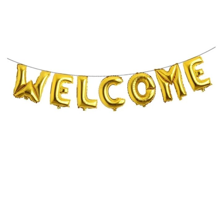 Welcome Letter Foil Balloons, Gold Welcome Balloon Banner for New Year ...