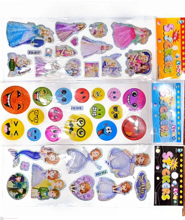 stickers-10 sheet kids 3D glitter multy design puffy stickers ...