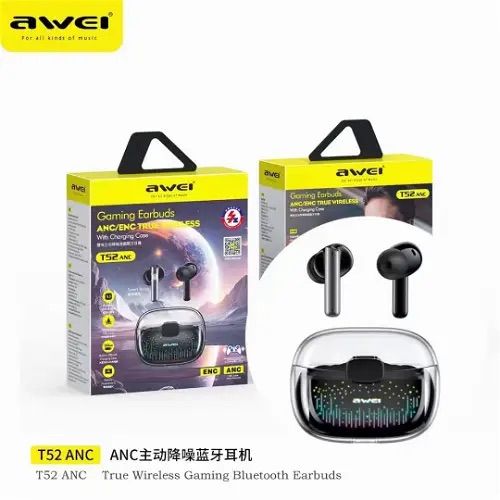 AWEI T52 ANC Wireless Gaming EarBuds with Charging Case | Daraz.com.bd