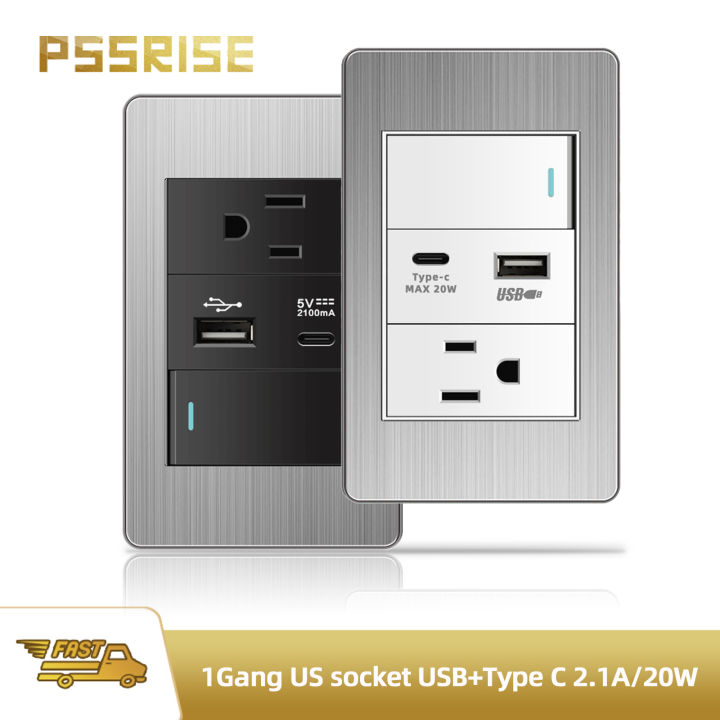 PSSRISE American Wall Electric Switch Stainless Steel Power Socket ...