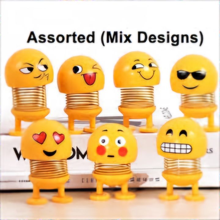 Plastic Smiley Spring Doll, Cute Emoji Bobble Head Emoticon Figure ...