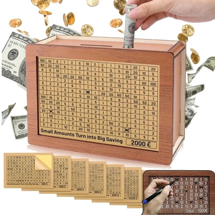 1000/2000/3000/5000 Euro Money Box Wooden Piggy Bank with Reusable ...