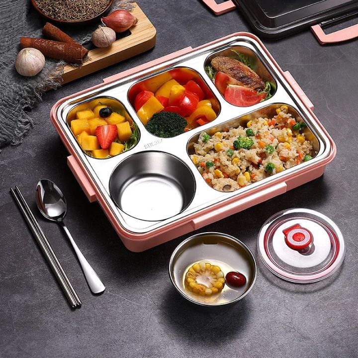 304 Stainless steel Insulation lunch box with Tableware Office Worker Student microwave oven ...