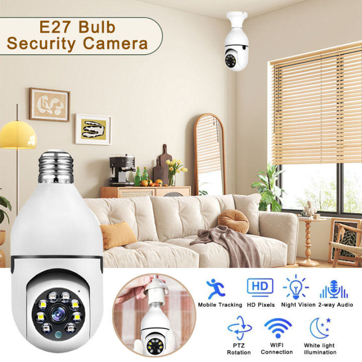 5G Wifi E27 Bulb Surveillance Camera Night Vision Wireless Home Human ...