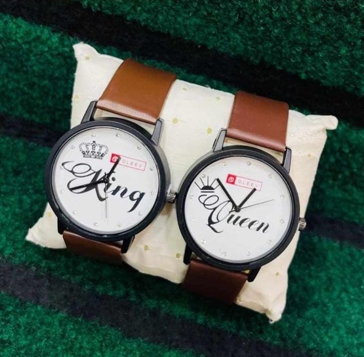 King & Queen Couple Watch Brown Colour Design 1 (4 Colours Available ...