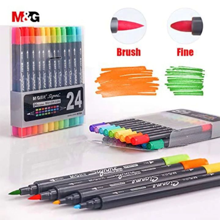 24 COLOR Brush Marker_marker_Bruch marker_ double side marker | Daraz.pk