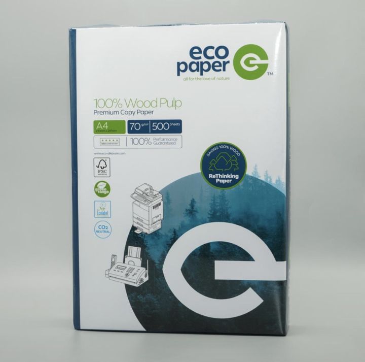 Eco Paper 70g, A4 Size, 100% Wood Pulp Premium Paper, Printer & Copier ...