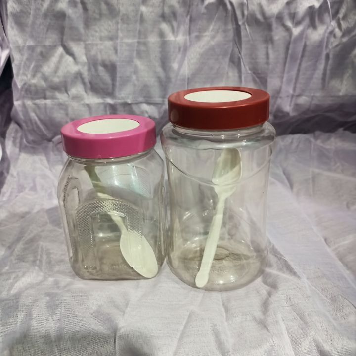 Plastic masala pot with spoon, pickle pot, sugar pot. | Daraz.com.bd