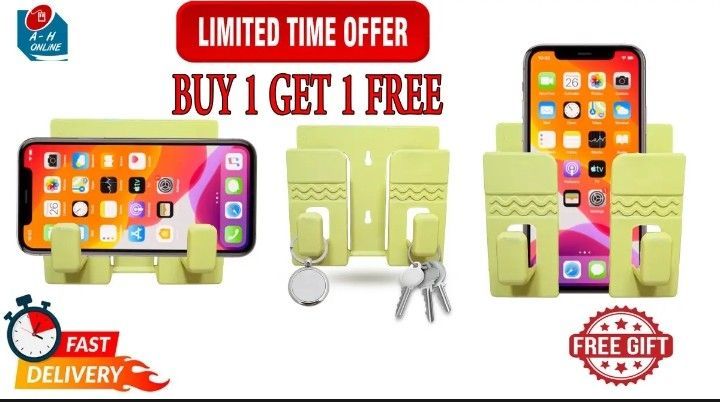 Pack of 2 Wall Mounted Universal Mobile Phone Holder for Charging ...