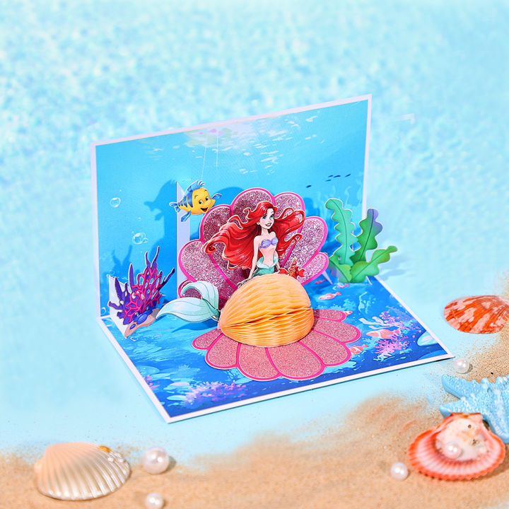 The Little Mermaid 3D Greeting Card With Envelope Exquisite Pearl Pop ...
