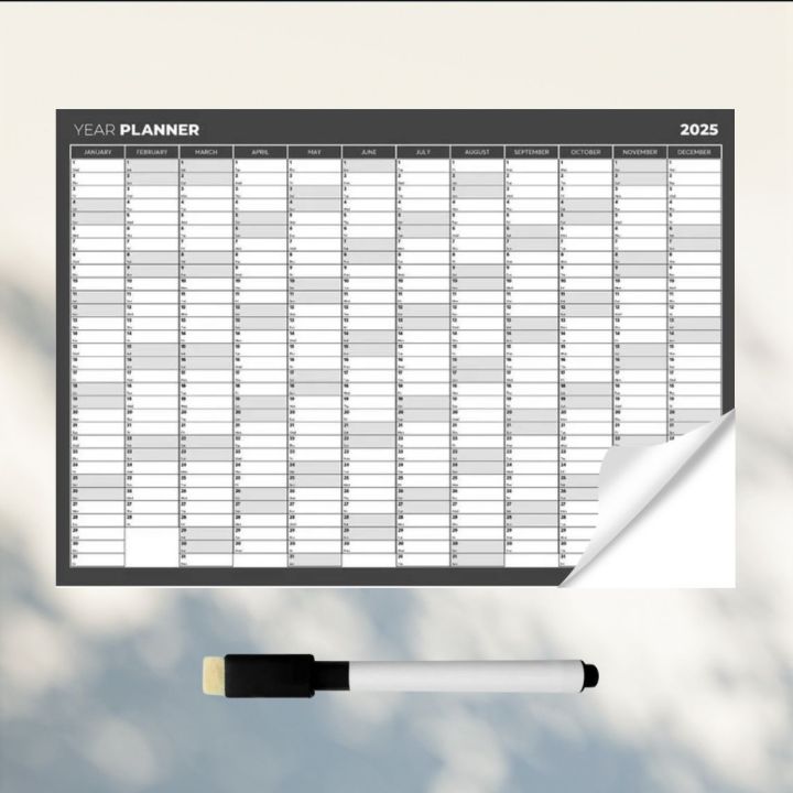 Premium Yearly Planner – Glossy Transparent with Marker .2025 Year at a ...