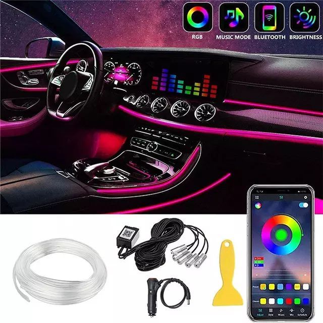 Car RGB LED Strips Ambient Light APP Control || Ambient light for cars ...