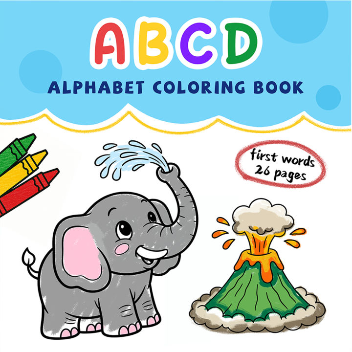 ABCD ALPHABET COLORING BOOK 26 Pages Healing Educational Picture Book ...