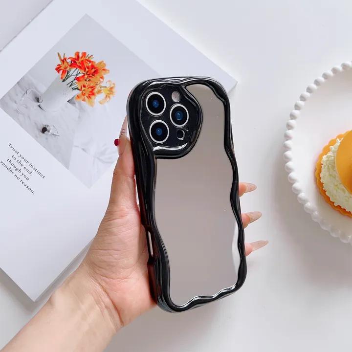 Cream mirrored phone case For iPhone 7 8 se 2022 xs 16e 15 Pro Max 14 ...