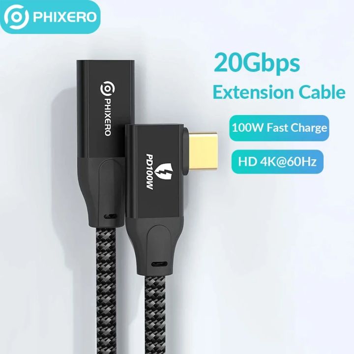 PHIXERO 20Gbps USB C Extension Cable Type C Extender Cord PD 100W for ...