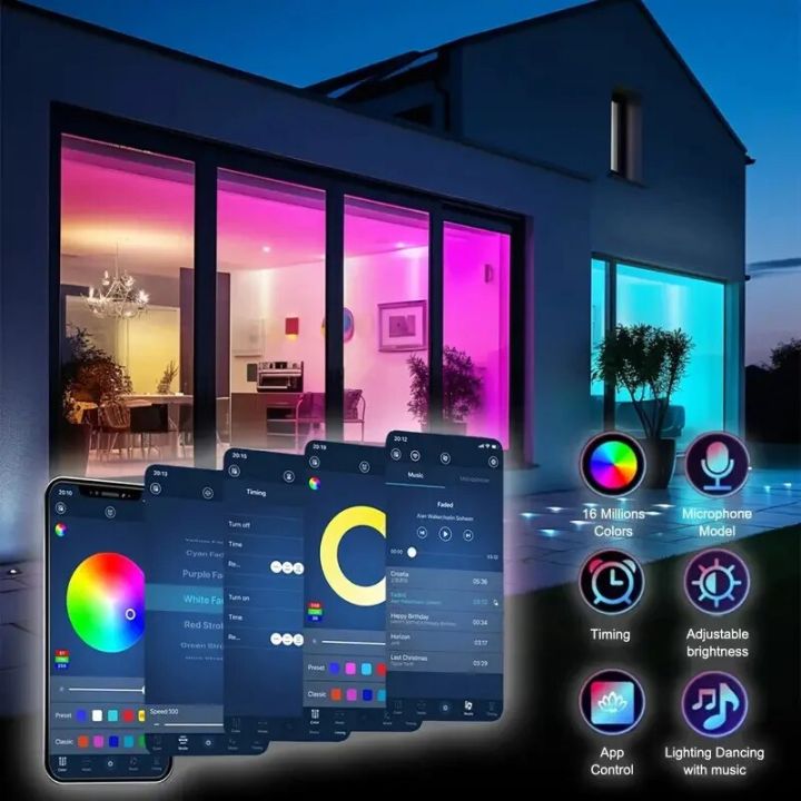 WIFI RGB LED Strip Light 5050 Bluetooth APP Control Led Flexible Diode ...