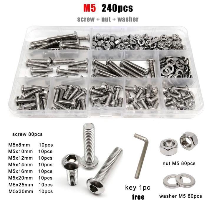1 Box M1.6 M2 M2.5 M3 M4 M5 M6 M8 304 Stainless Steel Hex Hexagon Socket Allen Button Head Screw ...
