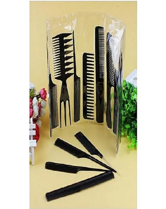 Pack of 10 PC. Professional Hair comb kit set far salon (women & men ...