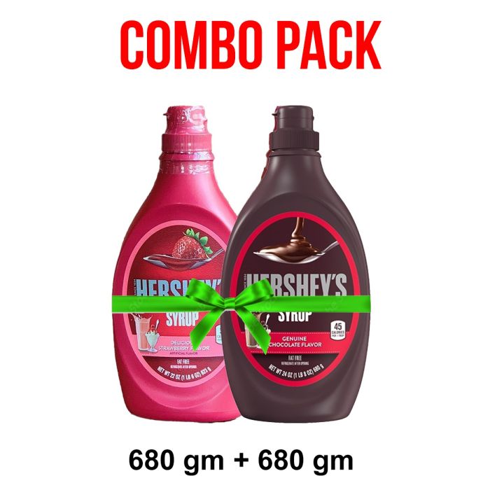 Hershey's strawberry and chocolate syrup combo pack, product of ...