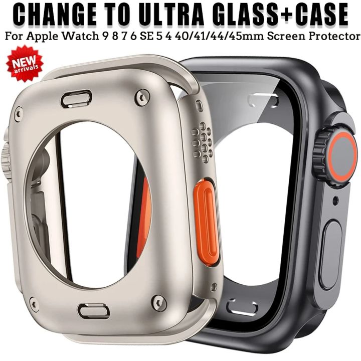PC Case for Apple Watch Series 9 8 7 6 5 4 SE 45 44 Screen Protector ...
