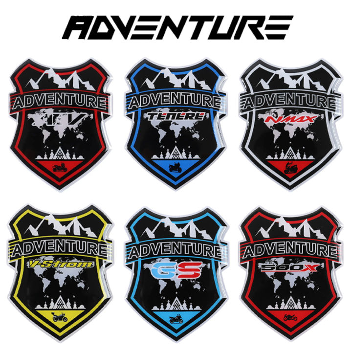 3D Gel Adventure Motorcycle Stickers Moto Body Windshield Shield Emblem ...