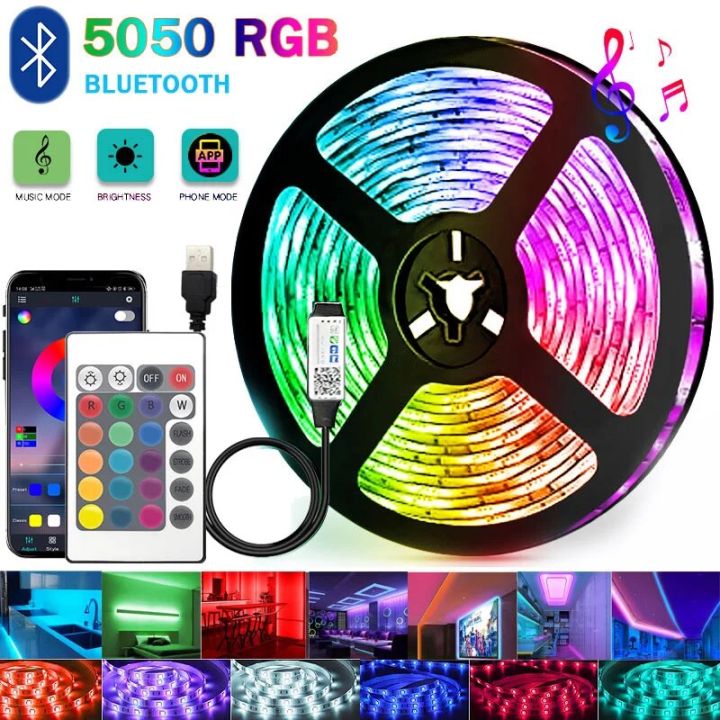 RGB 5050 LED Light Strip 5V USB Infrared Remote Control Flexible Lamp ...