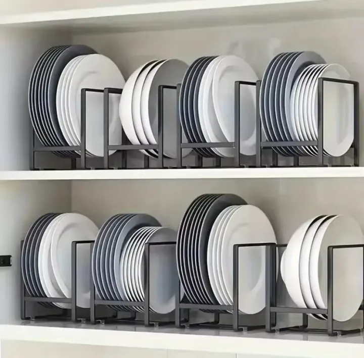 1pc Kitchen Dish Rack - Metal Plate Storage Organizer for Cabinet ...