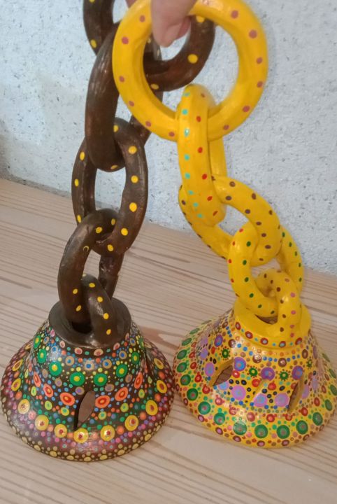 Stylish Clay Bells with dot mandala art / Hand painted Terracotta ...