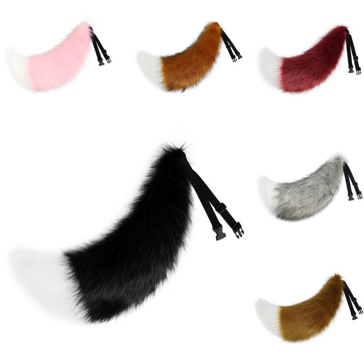 Faux Fur Wolf Fox Tail with Adjustable Elastic Belt Halloween Cosplay ...