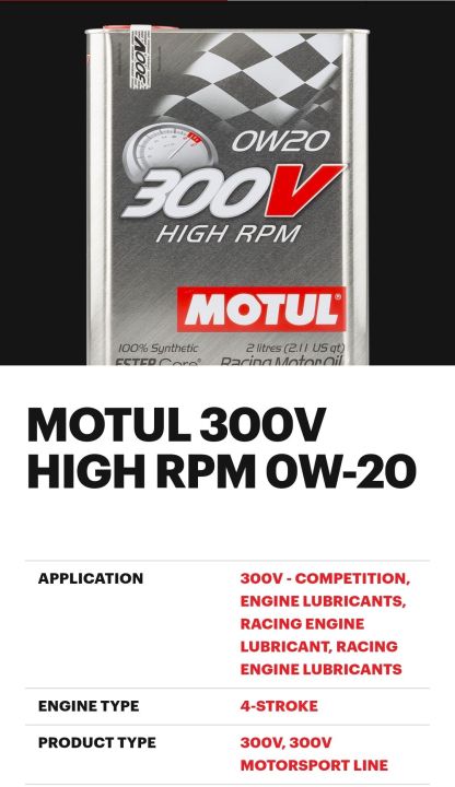MOTUL 300V HIGH RPM 0W-20 2L. | Daraz.com.bd