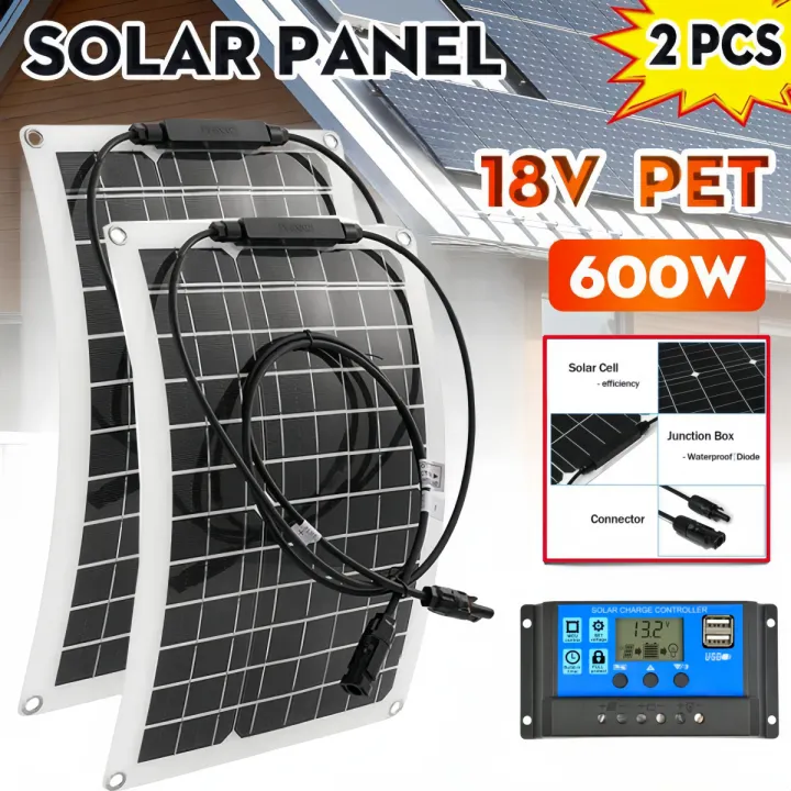 600W Solar Panel Kit Complete 12V USB With 100A Controller Solar Cells ...