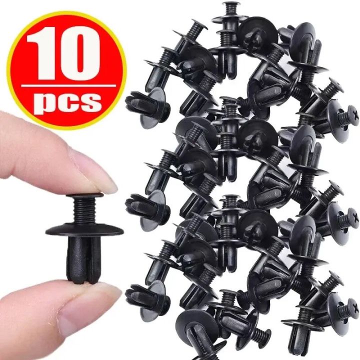 10psc 8mm Plastic Rivets Fasteners Screw Car Bumper Fender Black Rivet ...
