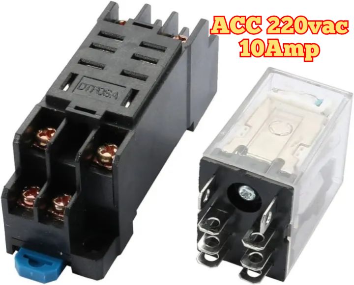 AC 220 Volt Flat 8 Pin DPDT Electromagnetic Power Relay with Base ...