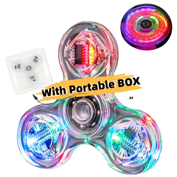 LED light Fidget Spinner Luminous Finger Stress Relief Toys Hand Top ...