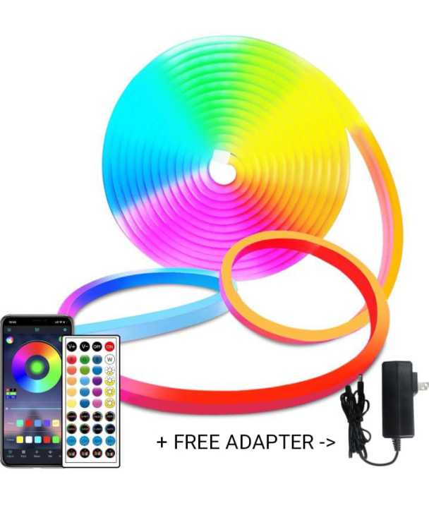 5 metre neon LED Strip Lights with free Adapter IP65 Waterproof ...