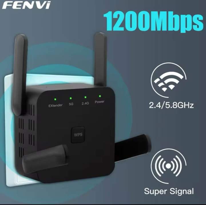 FENVI 5Ghz AC1200 WiFi Repeater 1200Mbps Router Black WiFi Extender Amplifier 2.4G/5GHz Wi-Fi ...