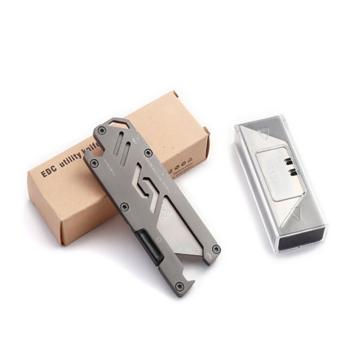 Stainless Steel EDC Folding Utility Knife Multi-function Paper Cutter Manual Knife Bottle Opener ...