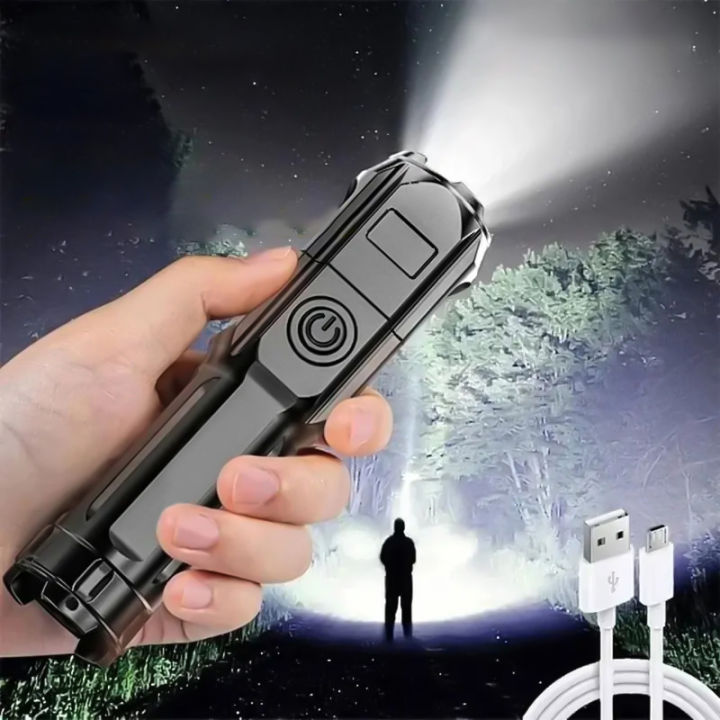 4 Lighting Mode Strong LED Flashlights Telescopic Zoom Tactical Torch ...