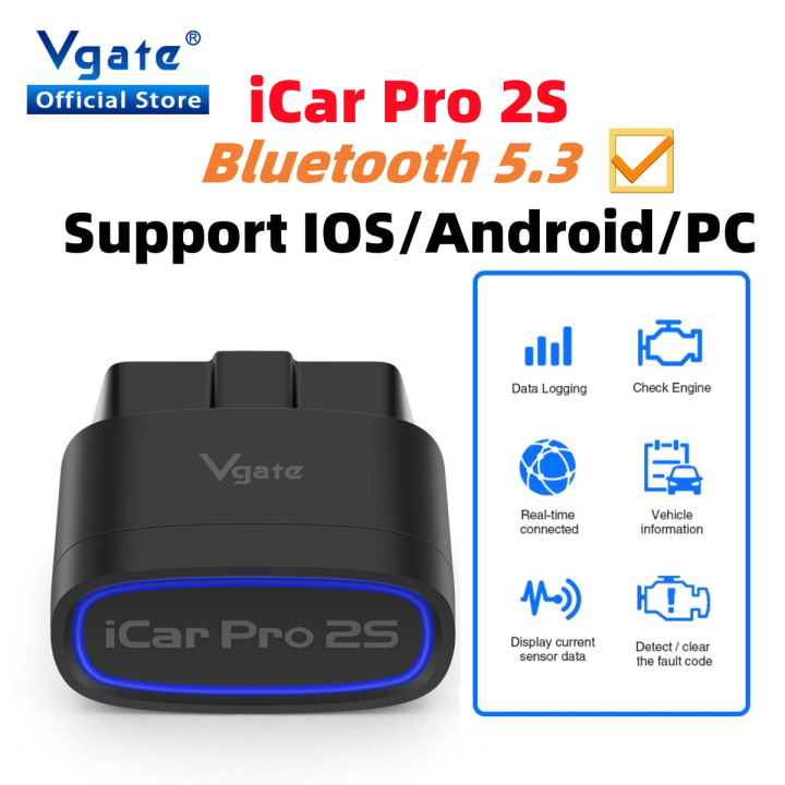 New Vgate iCar Pro 2S ELM327 Bluetooth 5.3 for Android/IOS/PC OBD2 Car Diagnostic Tool elm 327 ...