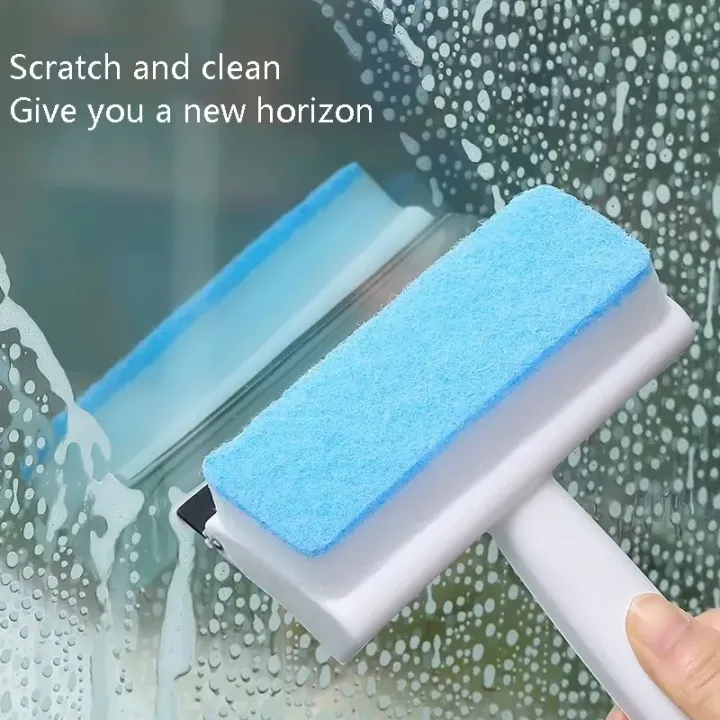 2 in 1 Double Sided Glass Cleaner Brush Sponge Squeegee for Windows ...